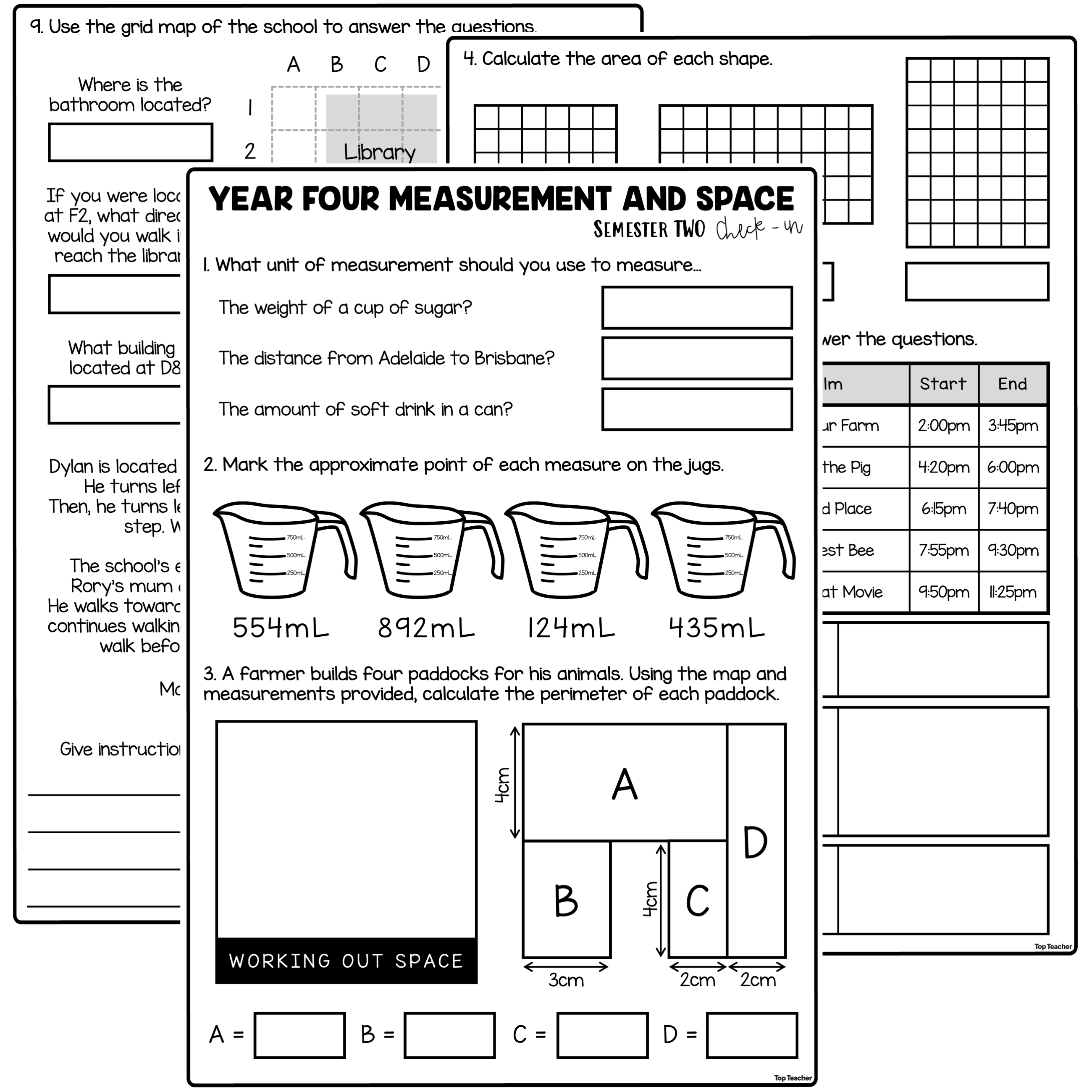 Measurement Space Strand Assessment Year 4 Semester 2 Top Teacher