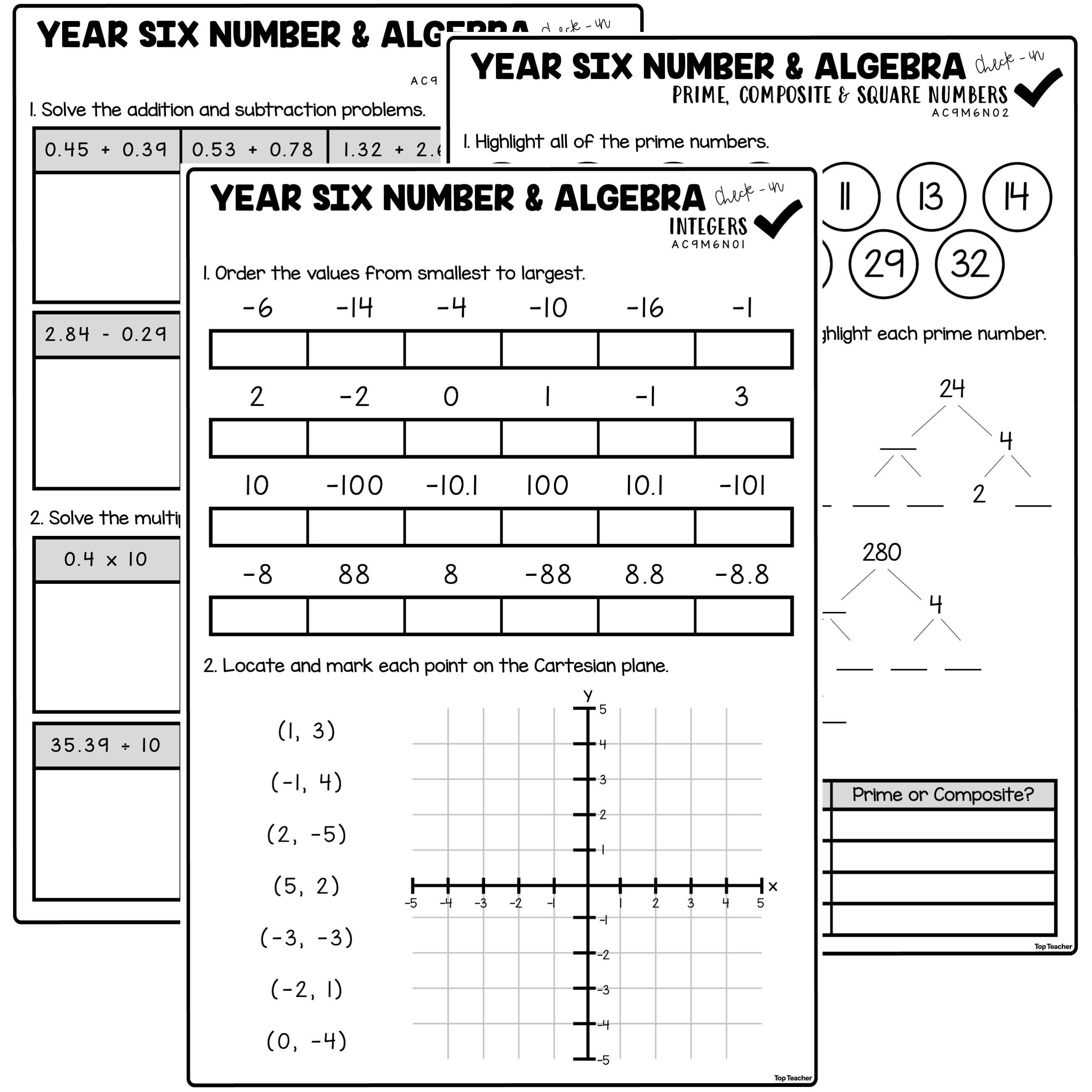 Number & Algebra Strand Assessments: Year 6 Semester 1 - Top Teacher