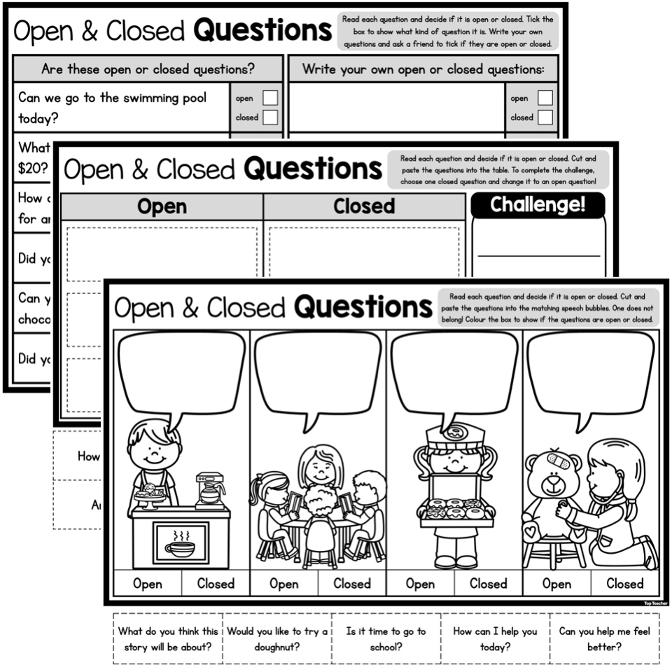Open & Closed Questions Worksheets - Top Teacher