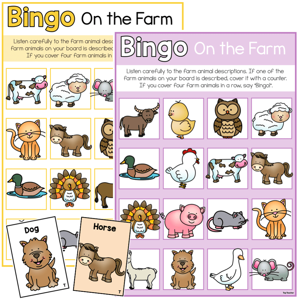Oral Language Bingo: On the Farm - Top Teacher