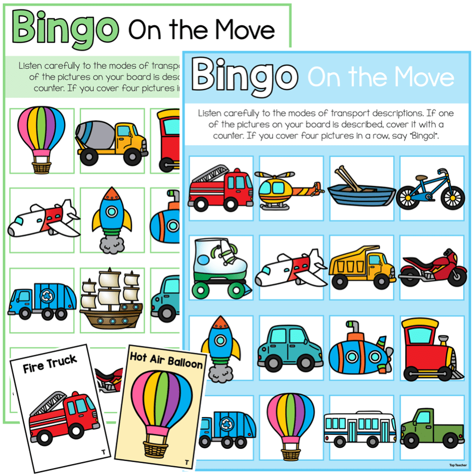 Oral Language Bingo: On the Move - Top Teacher
