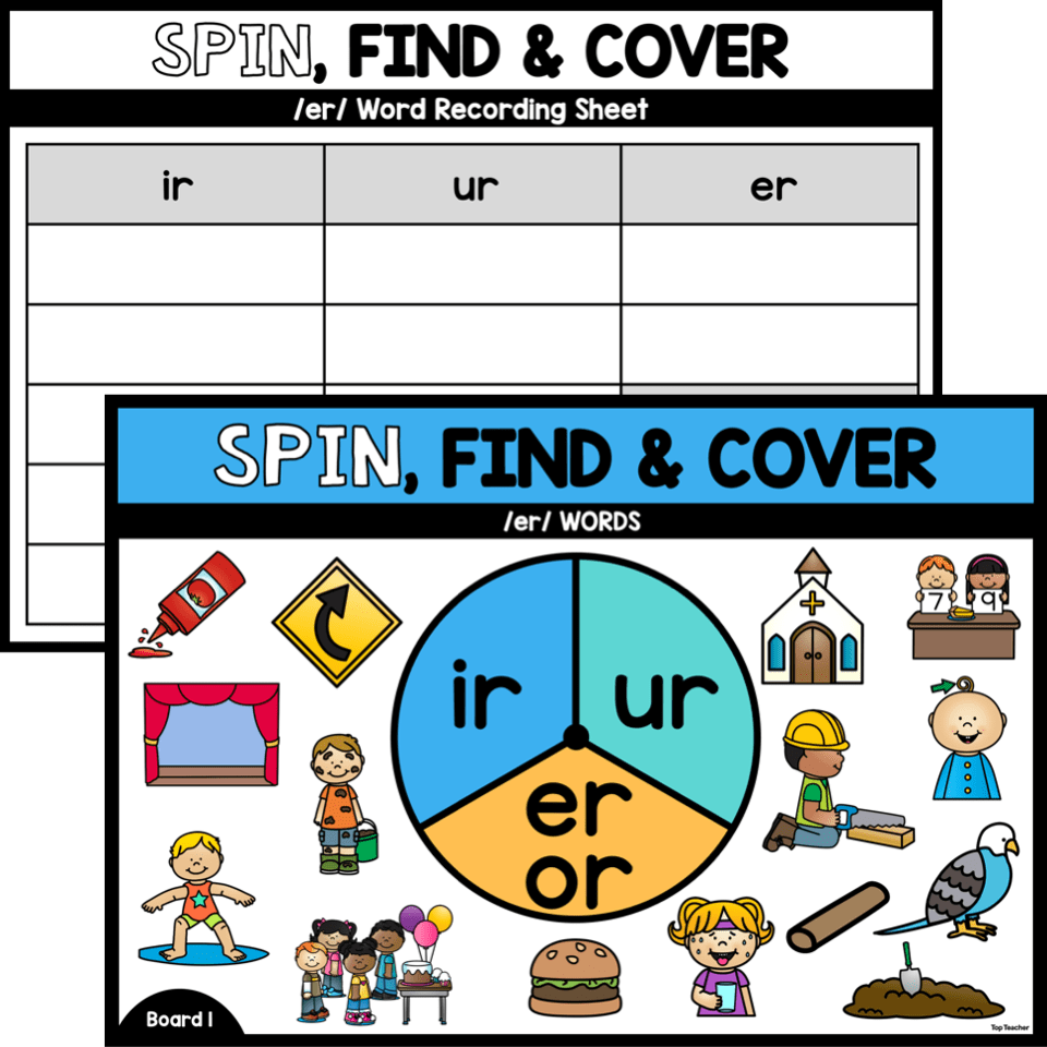 Spin, Find & Cover Phonics Game: /er/ - Top Teacher
