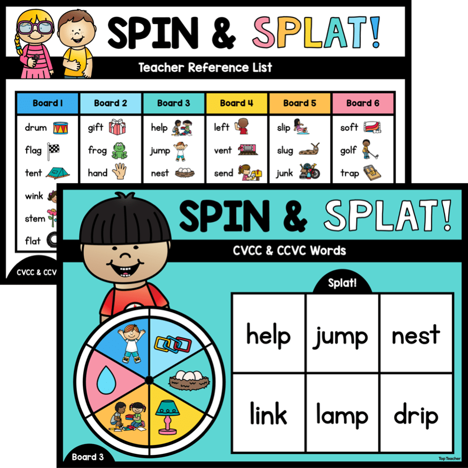 Spin & Splat: CVCC & CCVC - Top Teacher