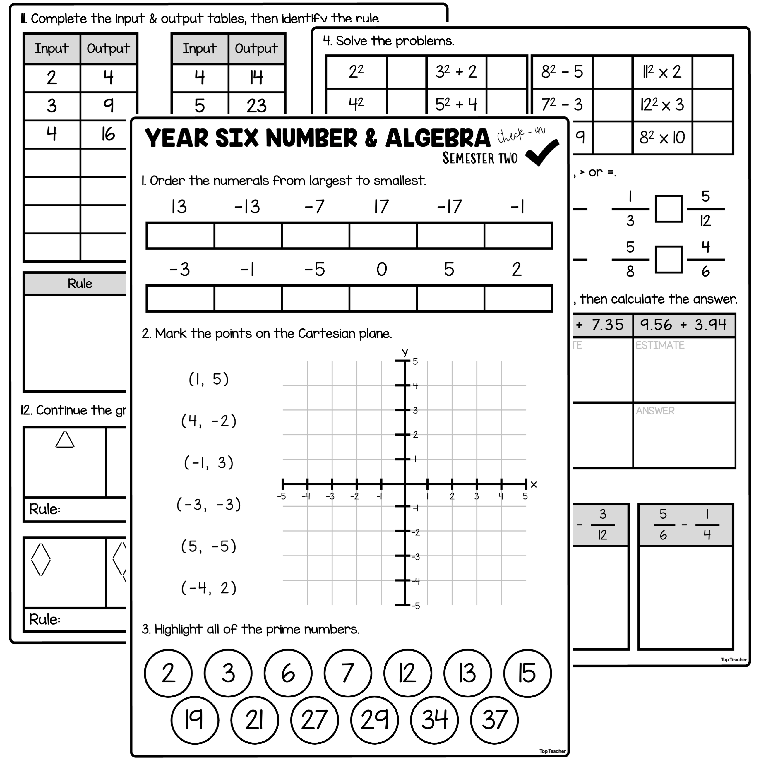 Number & Algebra Strand Assessment: Year 6 Semester 2 - Top Teacher