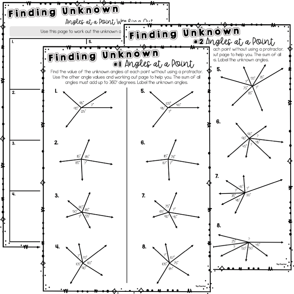 Finding Unknown Angles Worksheets - Top Teacher