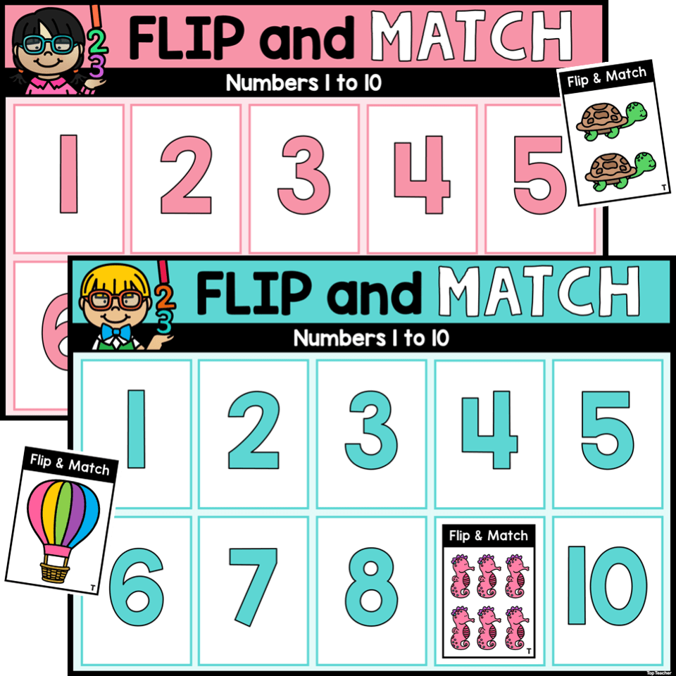 Flip & Match: Numbers 1-10 Game - Top Teacher