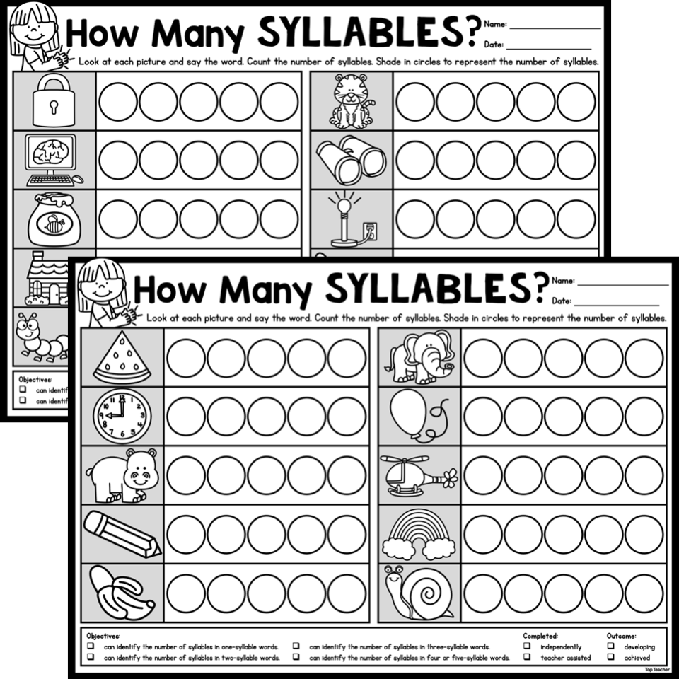 How Many Syllables? Assessment - Top Teacher