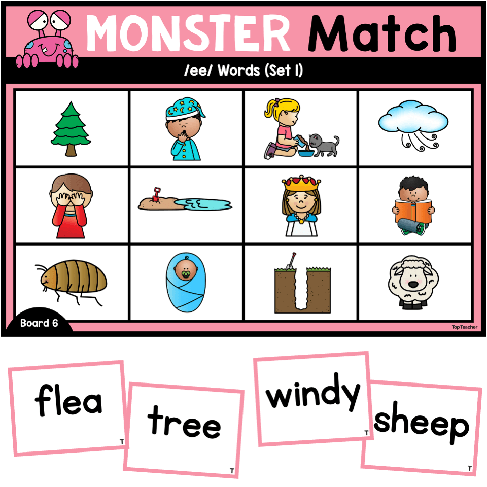 Monster Match Phonics Game: /ee/ - Top Teacher