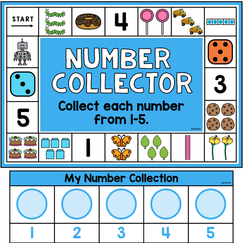 Number Collector Game: Recognising Numbers 1-5 - Top Teacher
