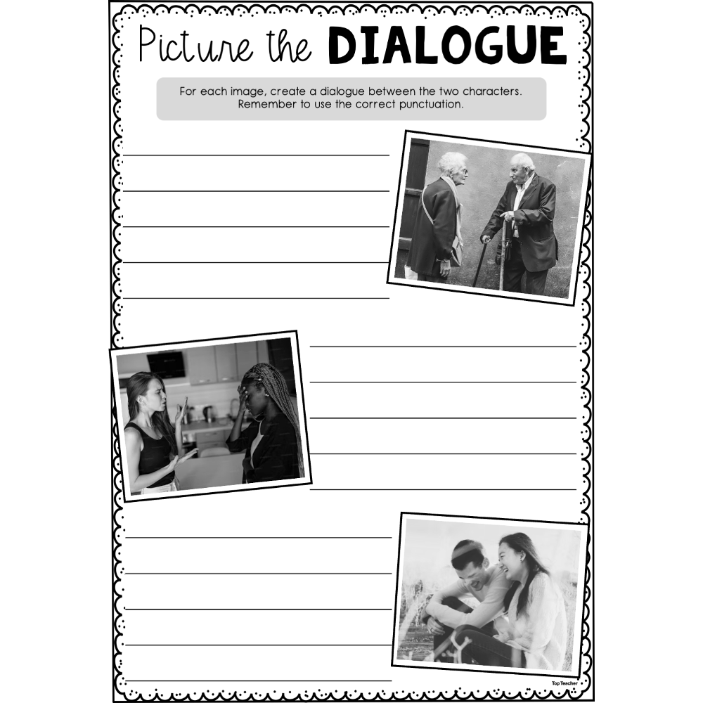 Picture the Dialogue Worksheets - Top Teacher