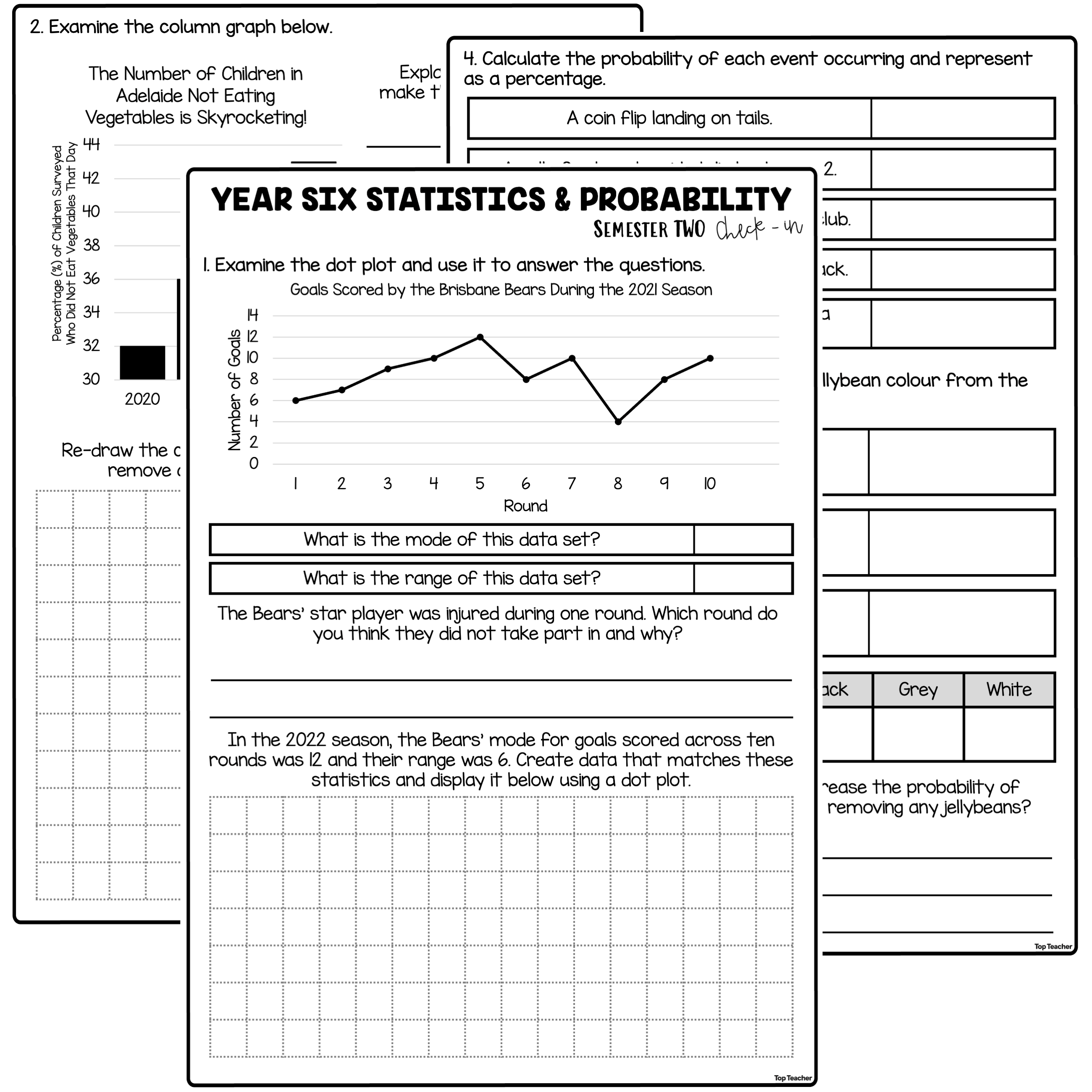 Statistics & Probability Strand Assessment: Year 6 Semester 2 - Top Teacher