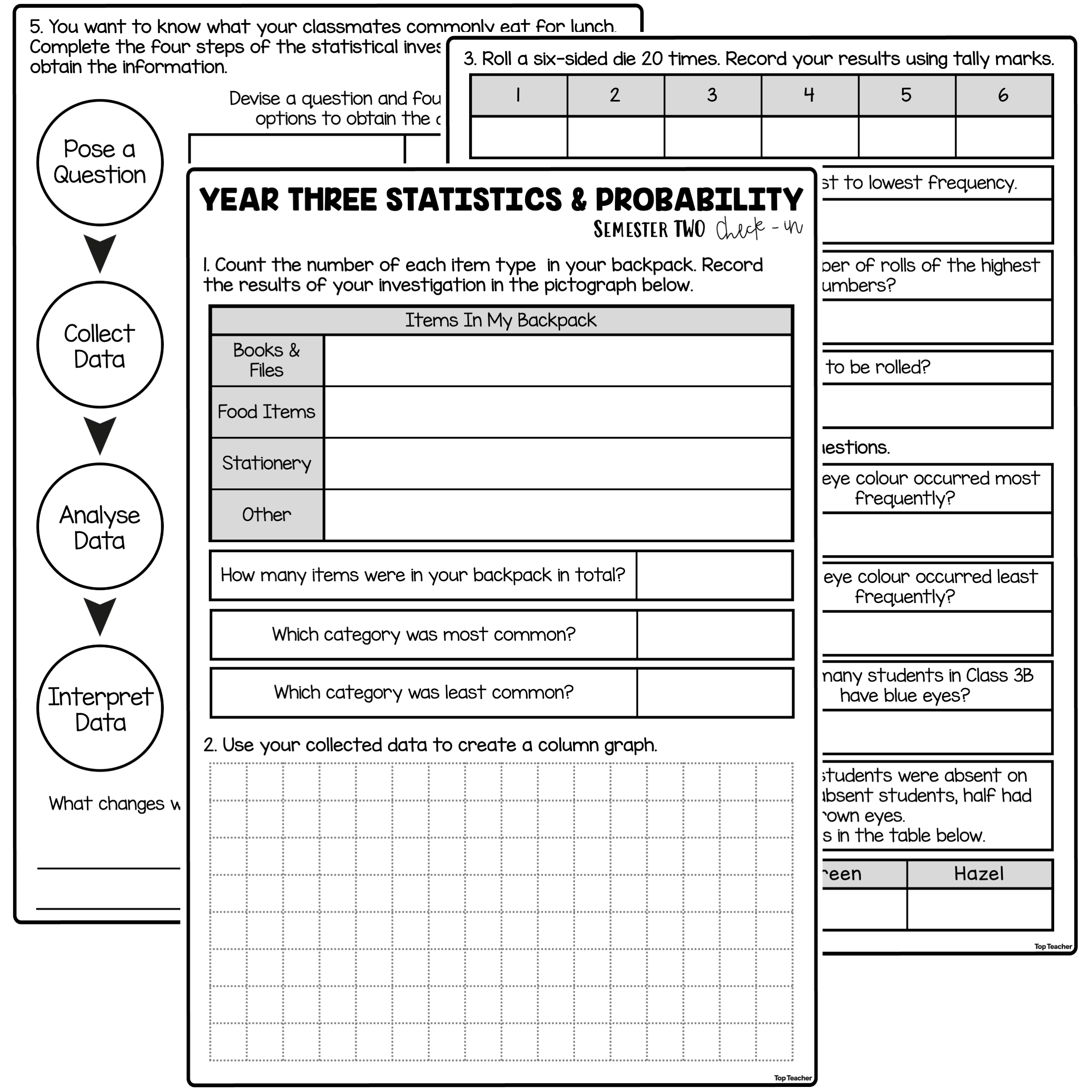 Statistics & Probability Strand Assessment: Year 3 Semester 2 - Top Teacher