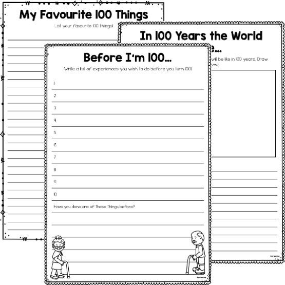 100 Days of School Writing Templates - Top Teacher