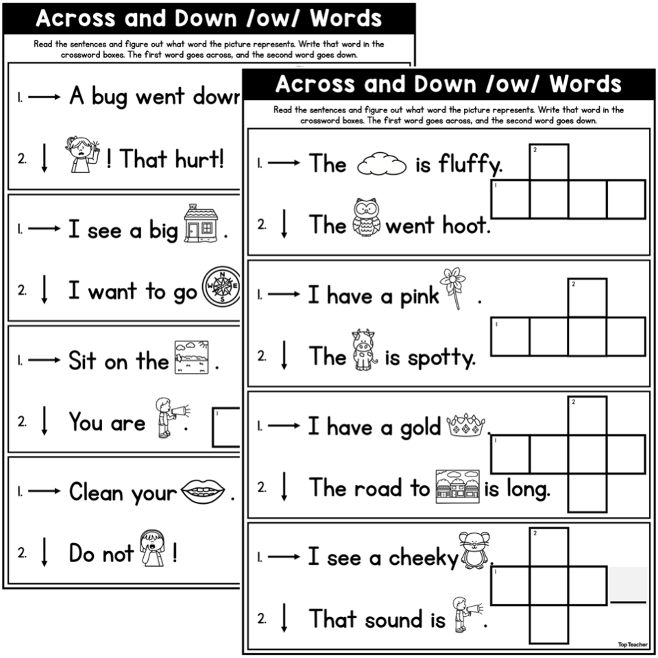 Ow Worksheet Read And Write Practice Worksheet Words Ending In 'ow