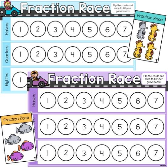 Fraction Race: Halves, Quarters & Eighths Game - Top Teacher