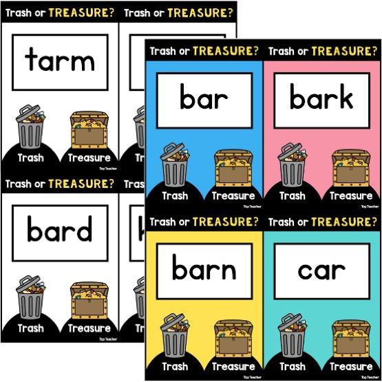 Trash or Treasure Decodable Word Clip Cards: /ar/ - Top Teacher