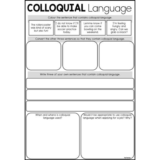 Colloquial Language Worksheets - Top Teacher