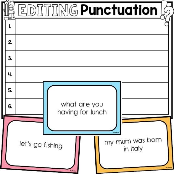 Editing Punctuation Task Cards - Top Teacher