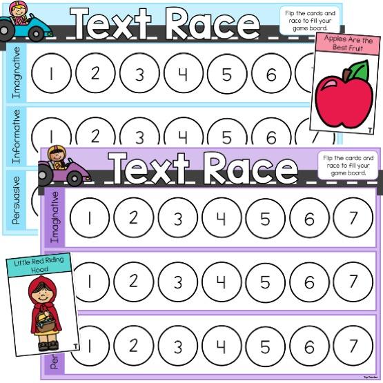 Text Race: Imaginative, Informative & Persuasive Text Types - Top Teacher