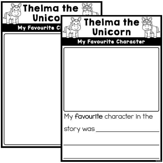 Thelma the Unicorn: My Favourite Character Worksheets - Top Teacher
