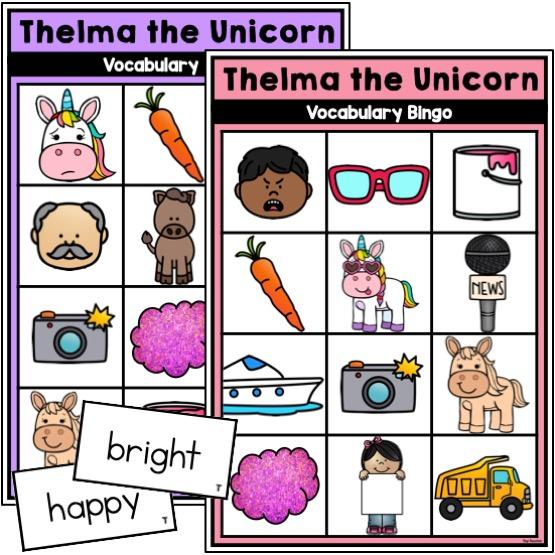 Thelma the Unicorn: Vocabulary Bingo Game - Top Teacher