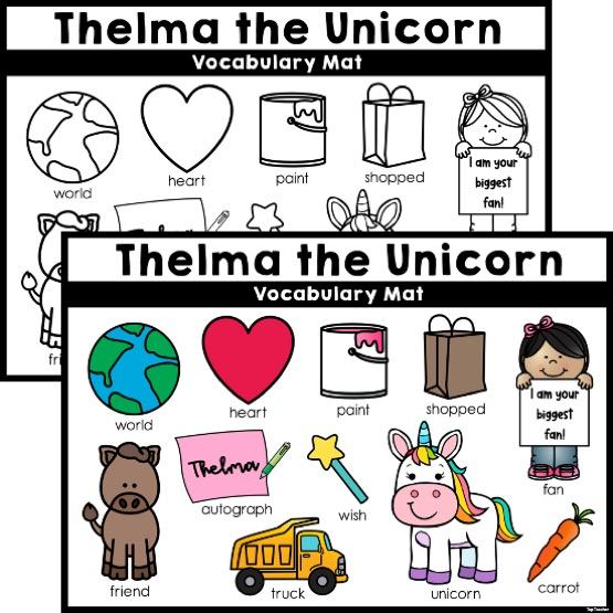 Thelma the Unicorn Vocabulary Mat - Top Teacher