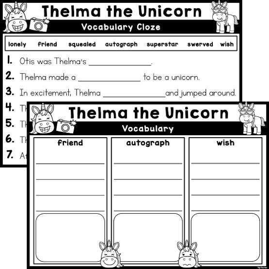Thelma the Unicorn: Vocabulary Worksheets - Top Teacher