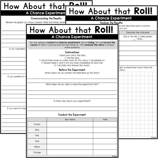 How About that Roll! Chance Experiment Worksheets - Top Teacher