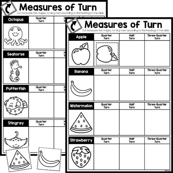 Measures of Turn: Cut & Paste Worksheets - Top Teacher