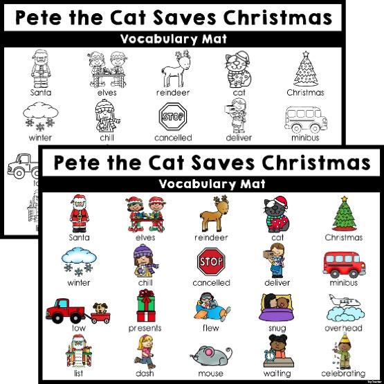 Pete the Cat Saves Christmas Vocabulary Mat - Top Teacher