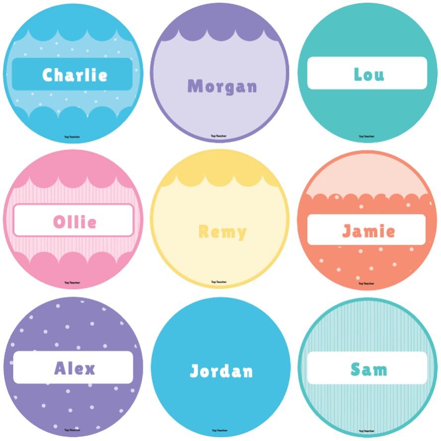 Circle Labels Pastel - Top Teacher