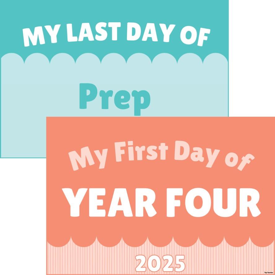 First & Last Day Photo Sign Pastel: Back to School - Top Teacher