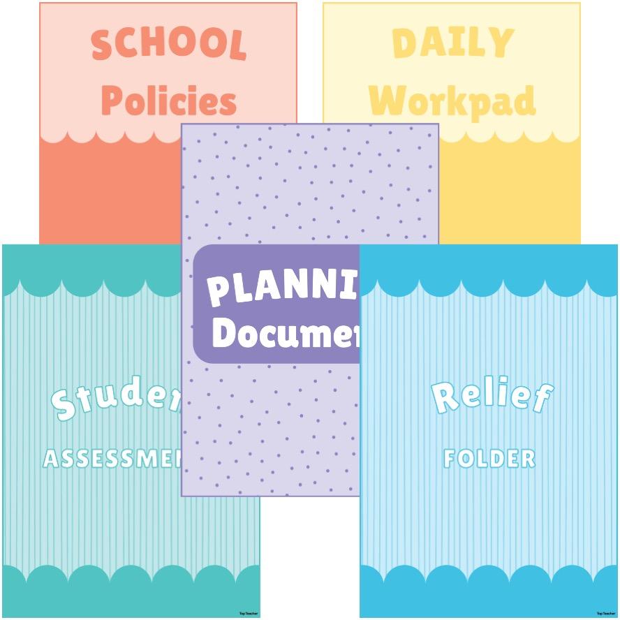 Teacher File Covers & Spines Pastel - Top Teacher