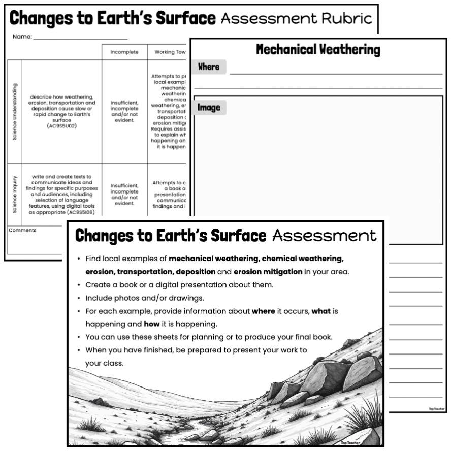 Earth & Space Sciences Year 5 Assessment: Changes to Earth’s Surface ...