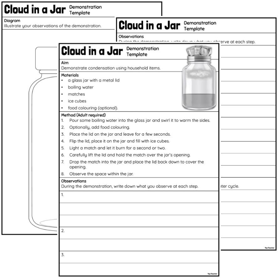 Cloud In a Jar Demonstration: Earth & Space Sciences Template - Top Teacher