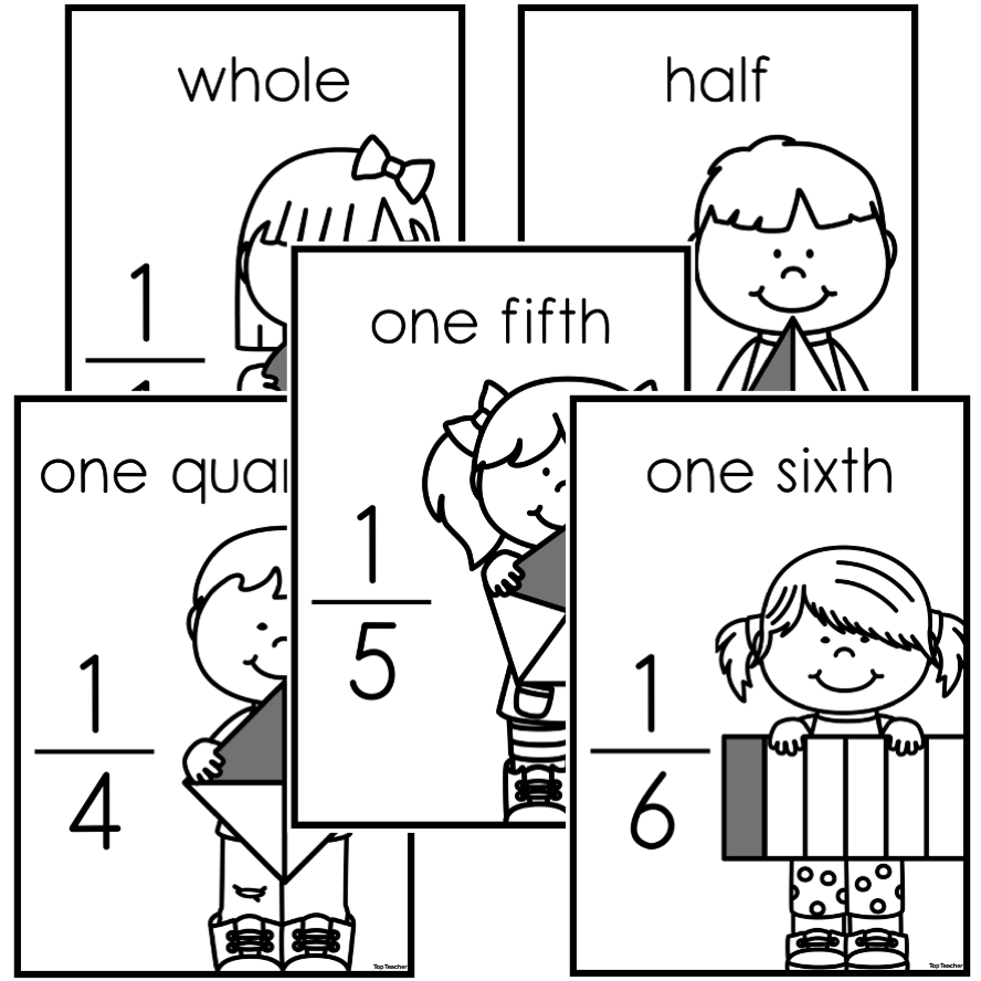 Fraction Posters B&W - Top Teacher