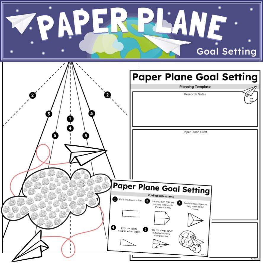 Paper Plane Goal Setting: Back to School Craft - Top Teacher