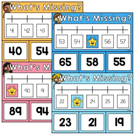 What’s Missing on the Number Line? Numbers to 120 Task Card Activity ...