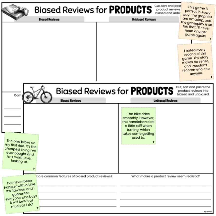 Biased And Unbiased Worksheets Bias And Unbiased Worksheet