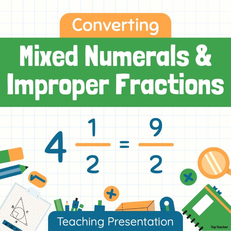 Converting Mixed Numerals & Improper Fractions POWERPOINT - Top Teacher