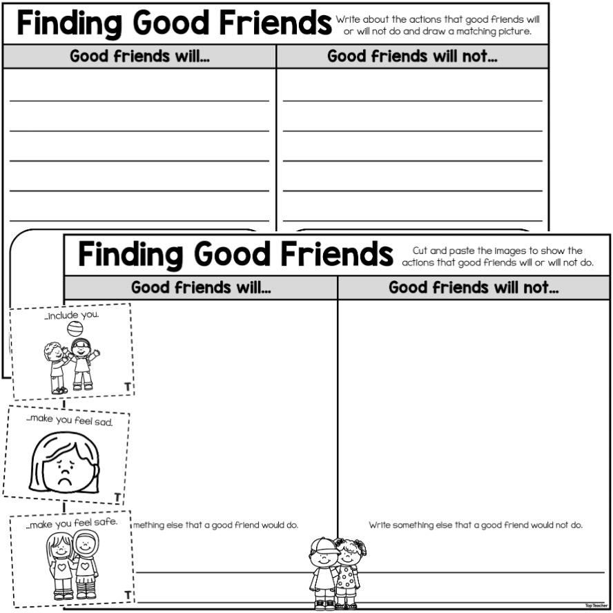 Finding Good Friends: Back to School Worksheet - Top Teacher