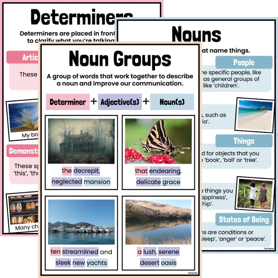 Noun Groups Posters - Top Teacher