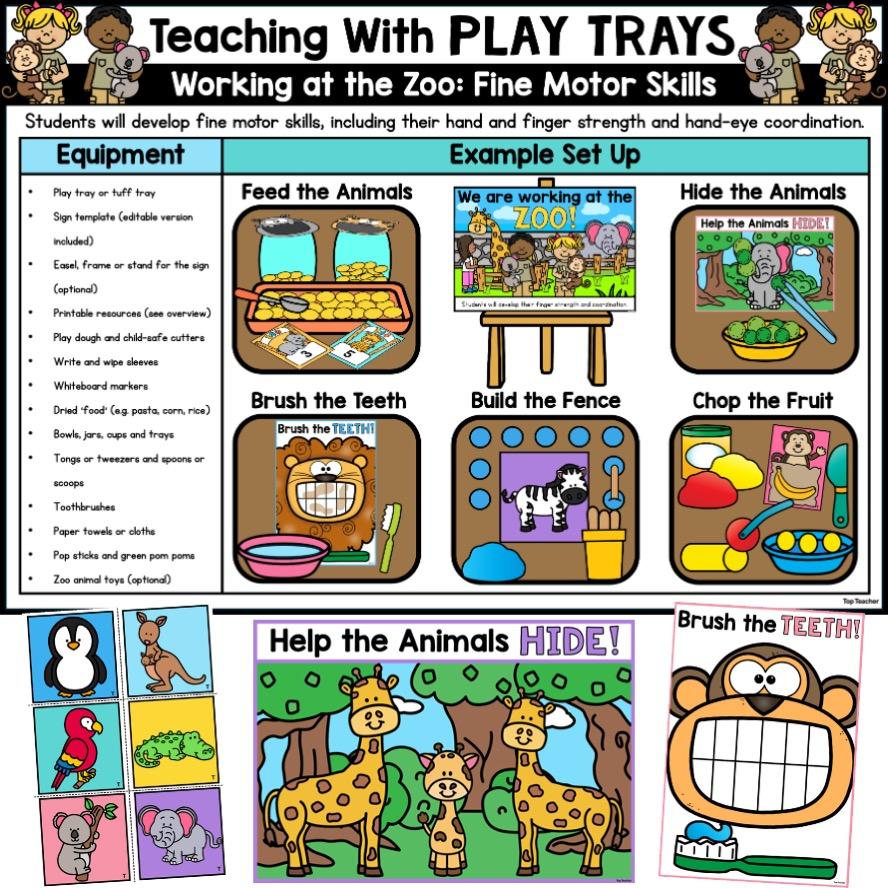 Working at the Zoo: Fine Motor Skills Play Tray - Top Teacher
