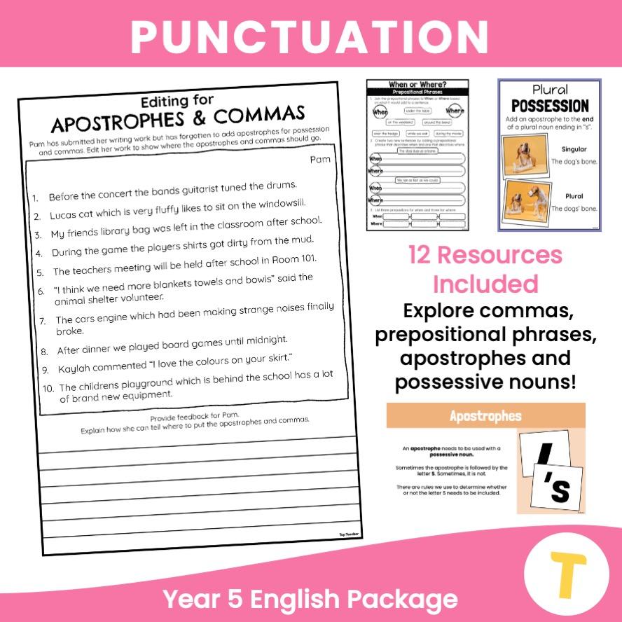 Year 5 English Package: Punctuation - Top Teacher