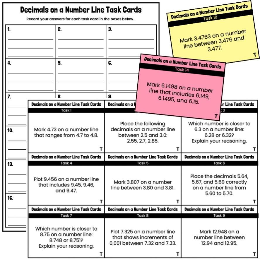 Decimals on a Number Line Activity - Top Teacher