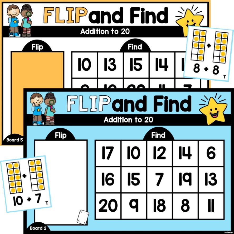 Flip & Find: Addition to 20 Game - Top Teacher