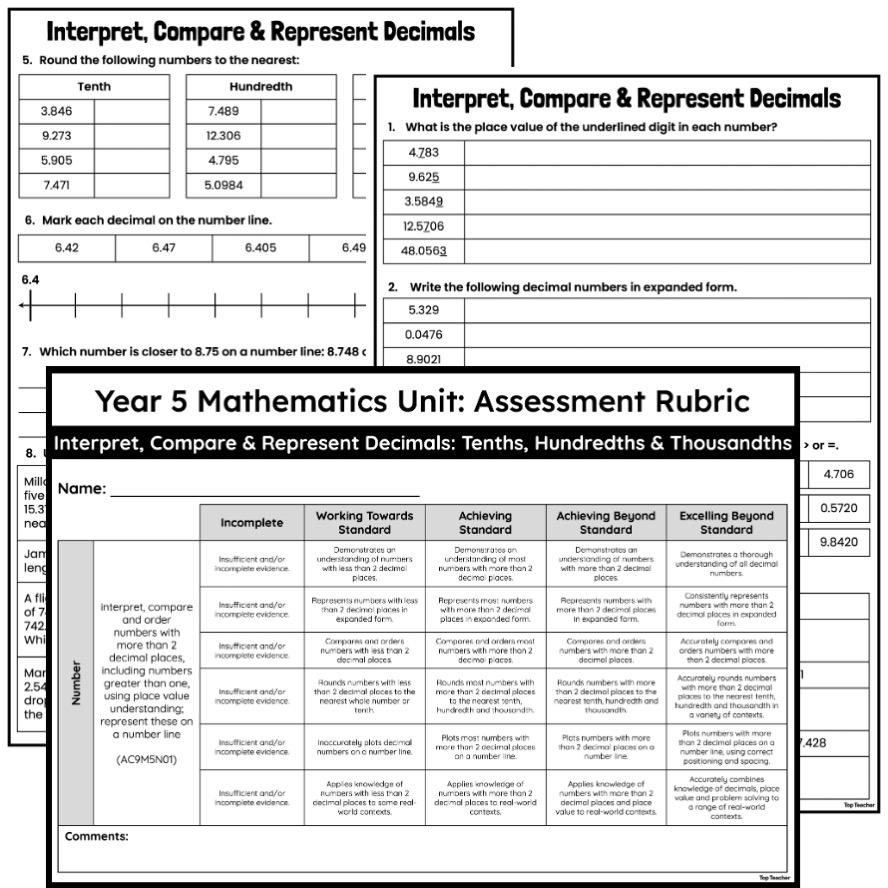 Interpret, Compare & Represent Decimals: Tenths, Hundredths ...