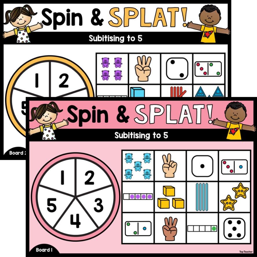 Spin & Splat: Subitising to 5 Activity - Top Teacher