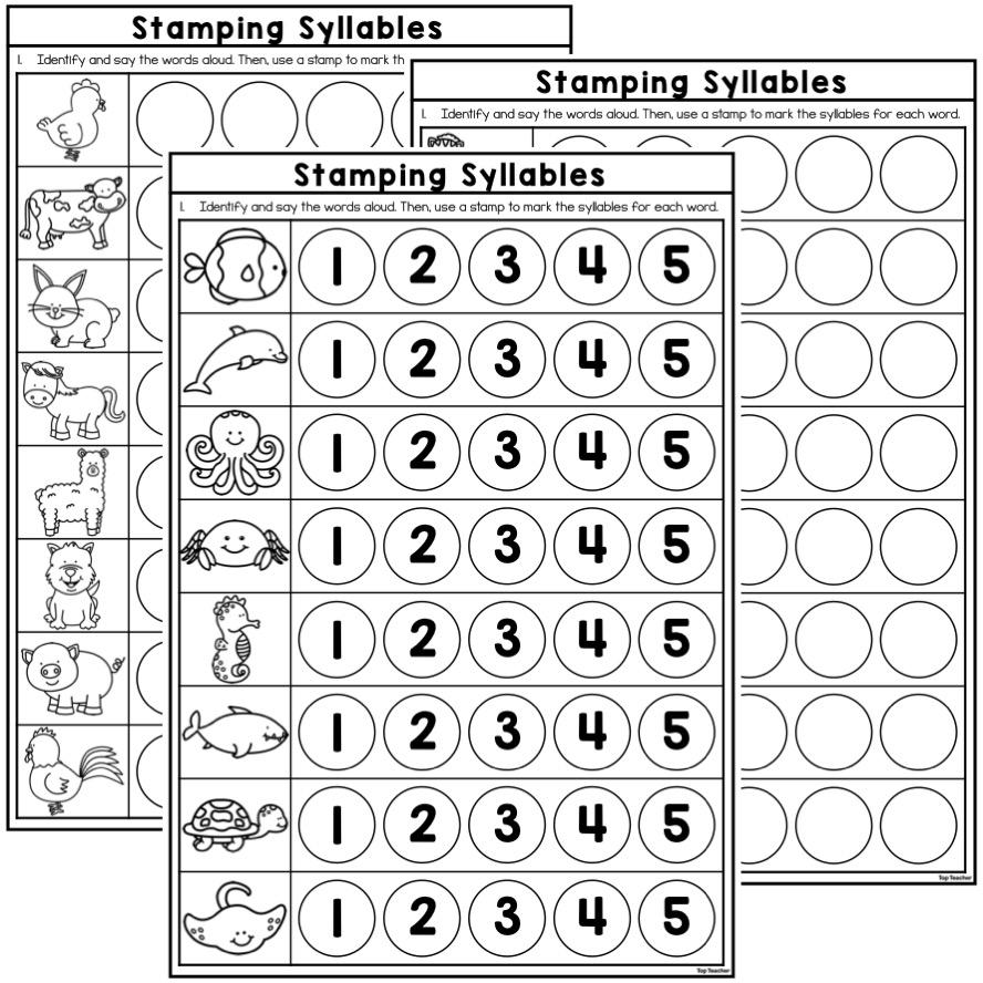 Stamping Syllables: Counting Animal Syllables Worksheets - Top Teacher