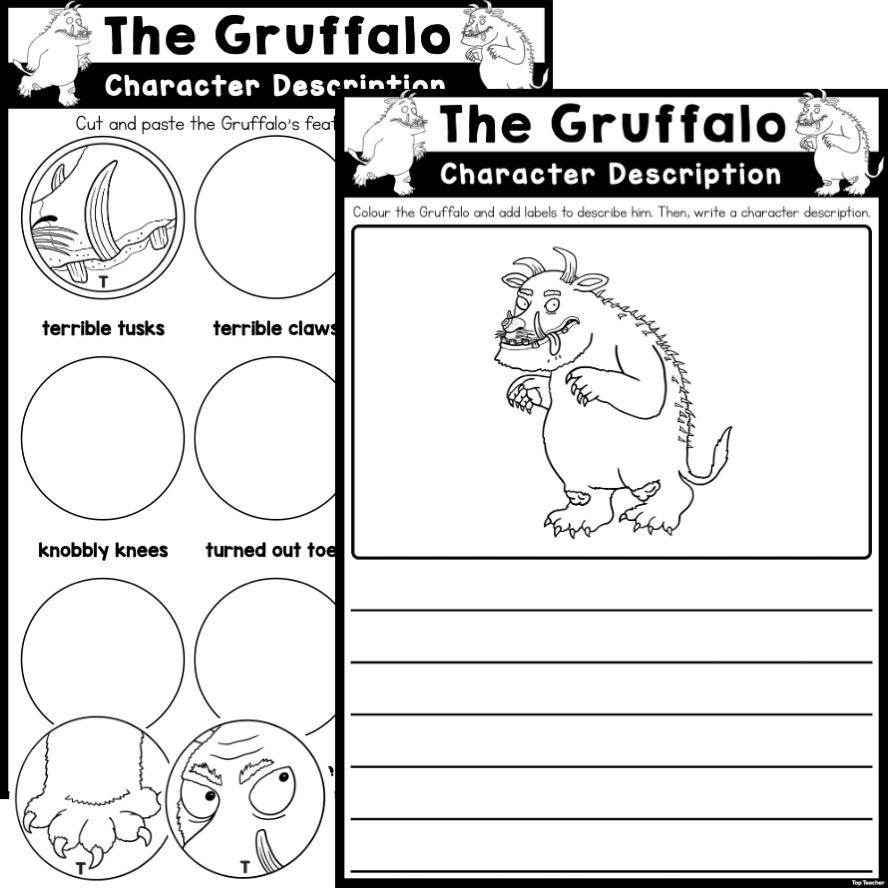 The Gruffalo: Character Description Worksheets - Top Teacher